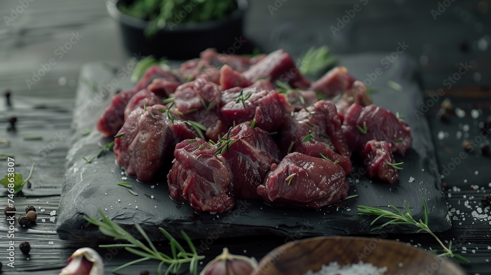 Lamb stew meat cut, ultra define and real, with focus on texture ...