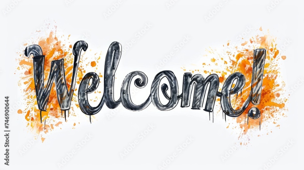 The word Welcome isolated on white background made in Uncial ...