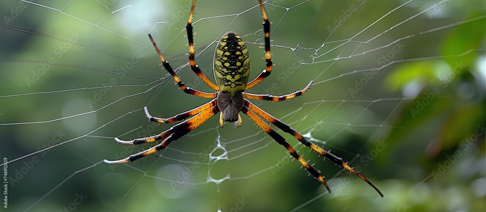 A yellow and black Nephila clavipes spider, known as the Golden Silk ...