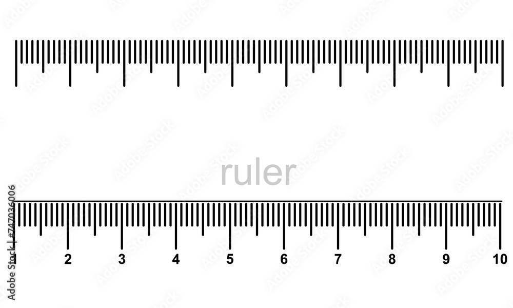 Measuring scale, marking for ruler, marks for tape measure, thermometer ...