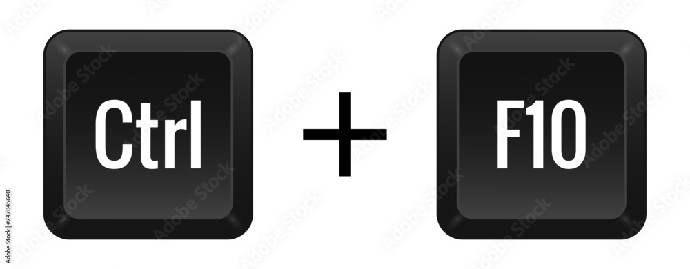CTRL F10 Key combination. Keyboard, control, computer, shortcut, laptop ...