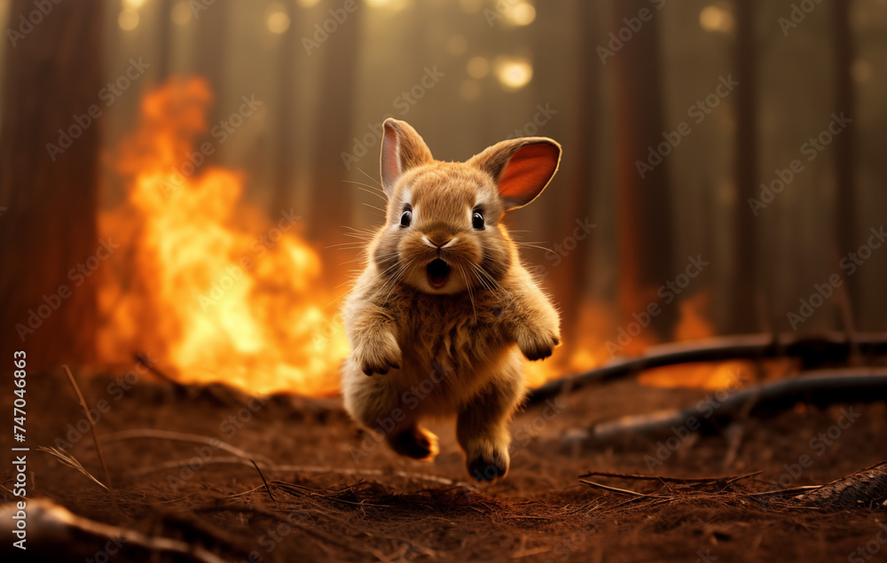Rabbits running away from forest fires, forest tribes, animals running ...