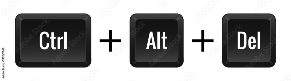 Ctrl Alt Del Key Combination Keyboard Control Computer Shortcut Laptop Functional Input