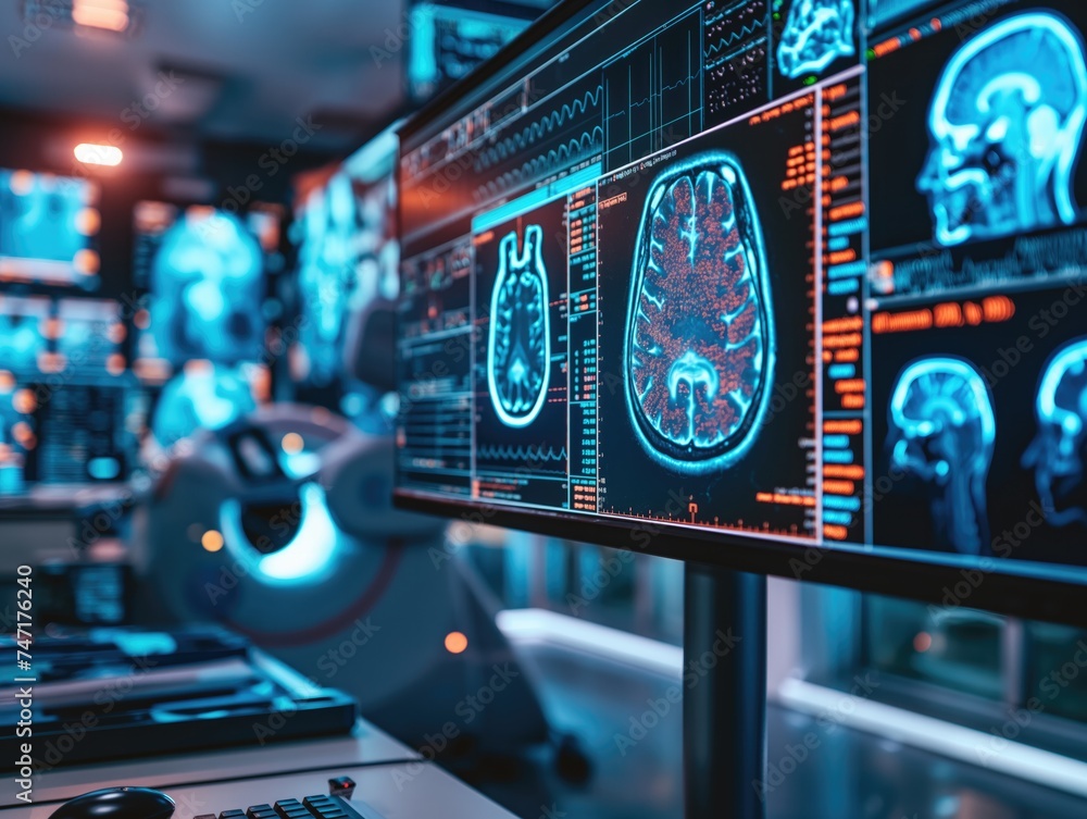 Diagnostic Radiology, Multiple MRI Images in Modern Facility の Stock ...