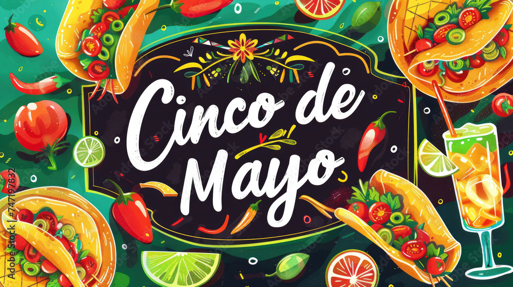 Cinco de Mayo, Include images of iconic Mexican foods like tacos ...