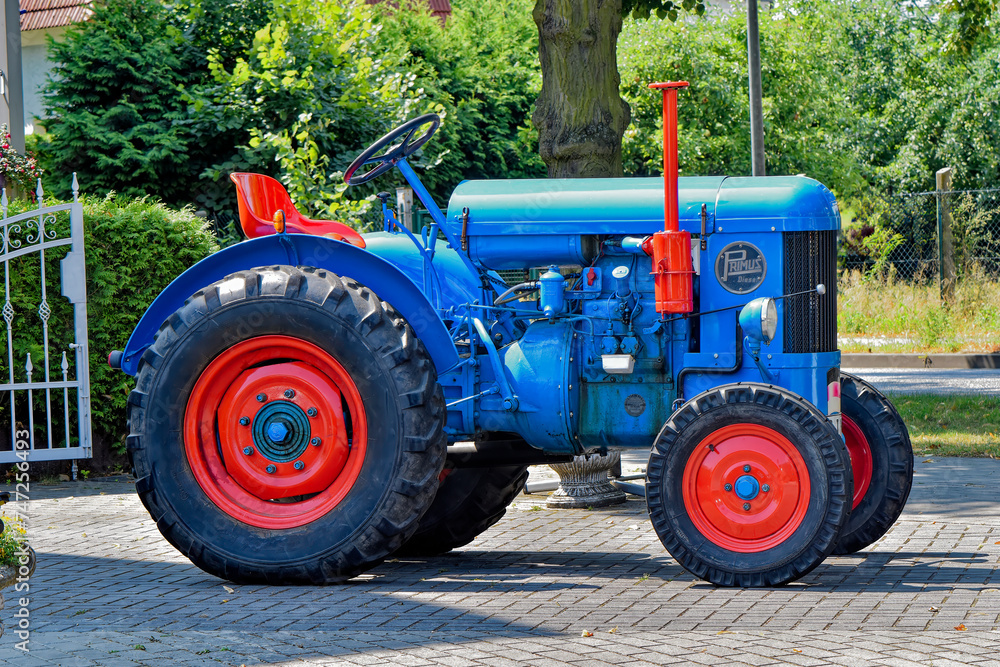 Grossziethen, Germany - July 20, 2018: Well-preserved historic tractor ...