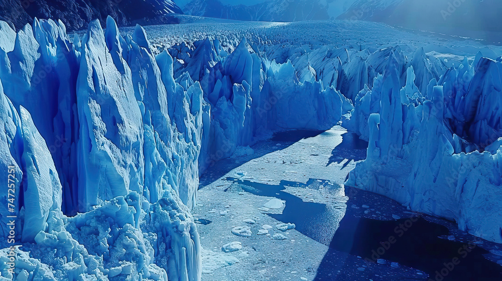 Glacier Ice in Patagonia, Displaying Blue Hues and Frozen Bubbles ...