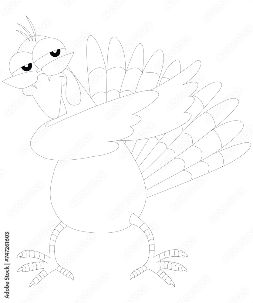 turkey Coloring page of for Thanksgiving Day greeting card. Freehand ...
