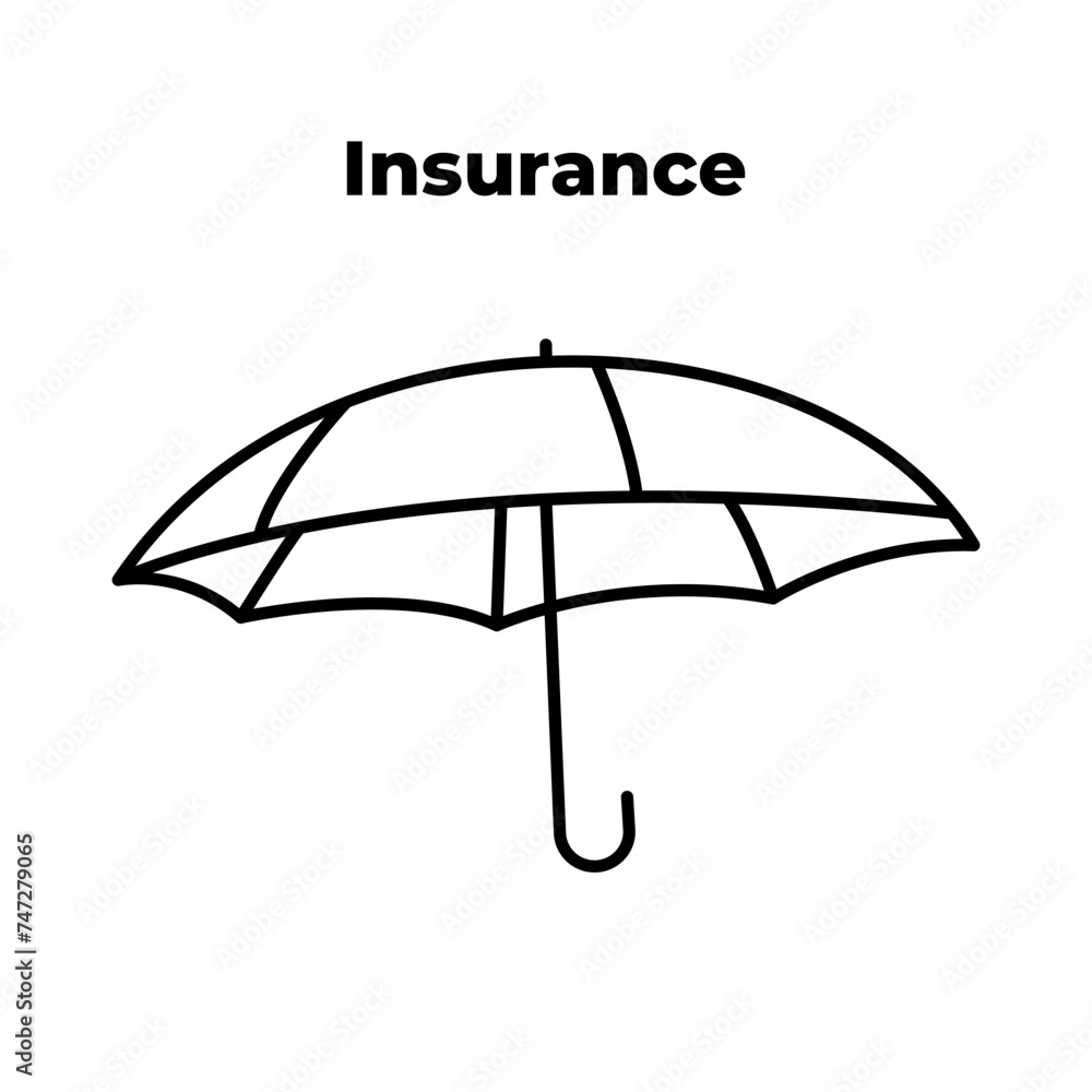 Insurance. Umbrella outline 3d icon. Rain protection symbol. White ...