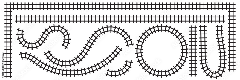 Railway Line, Rails Symbol, Train Tracks Sign, Railroad Pictogram ...