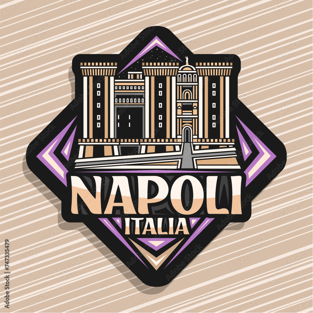 Vector logo for Napoli, dark rhombus road sign with outline ...