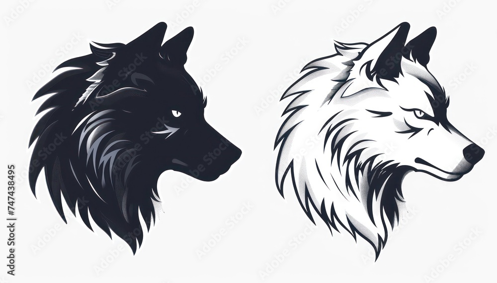 wolf head design on a white background vector illustration, primitive ...