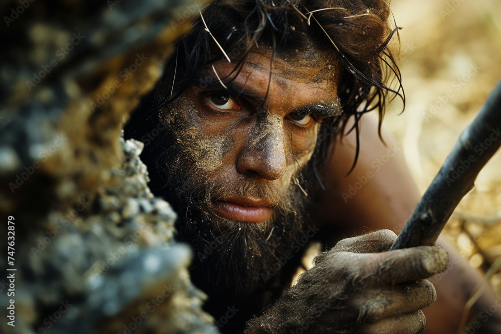 Prehistoric man, evolution science biology, man civilization, homo ...