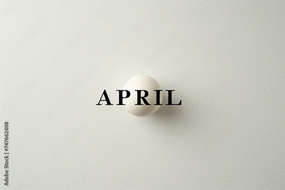 The word "APRIL" depicted as a simple, black outline against a clean ...