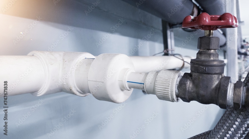 Installation of polypropylene pipe with stop gate valve for water ...