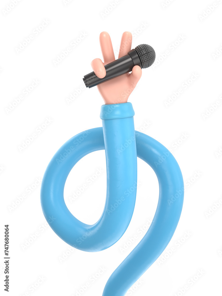 Transparent Backgrounds Mock-up.Cartoon hand holding microphone and ...