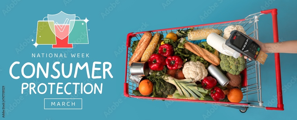 Banner for National Consumer Protection Week with shopping cart full of ...