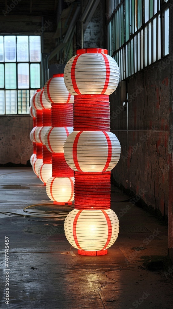 Paper red-white asian japanese chinese lanterns chochin akachochin ...