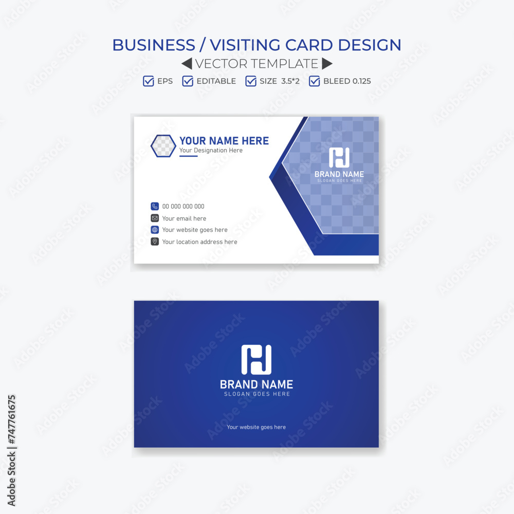 double sided standard size modern new trendy business card and name ...