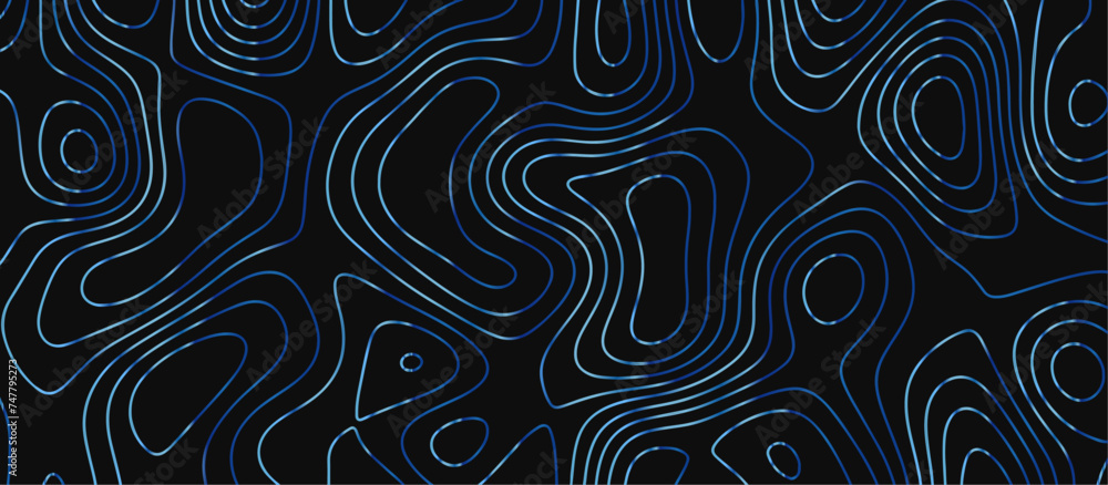 Abstract outline topographic contour map background. Dark texture ...