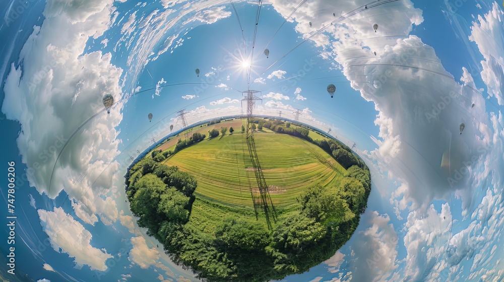The green little planet transformation unfolds in a spherical panorama ...