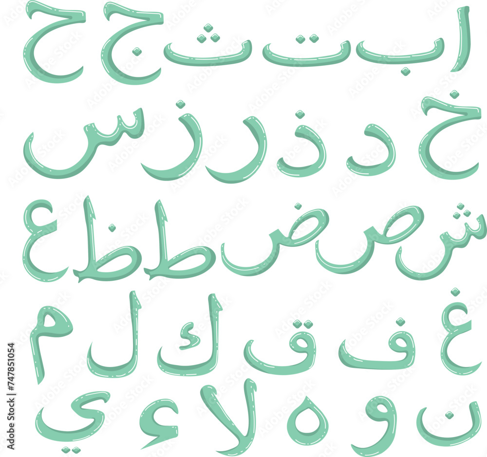 Printable learn Arabic alphabet poster education reading Stock Vector ...