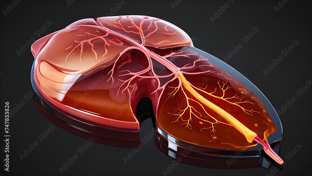 internal body parts liver. isometric view of human liver anatomy and ...