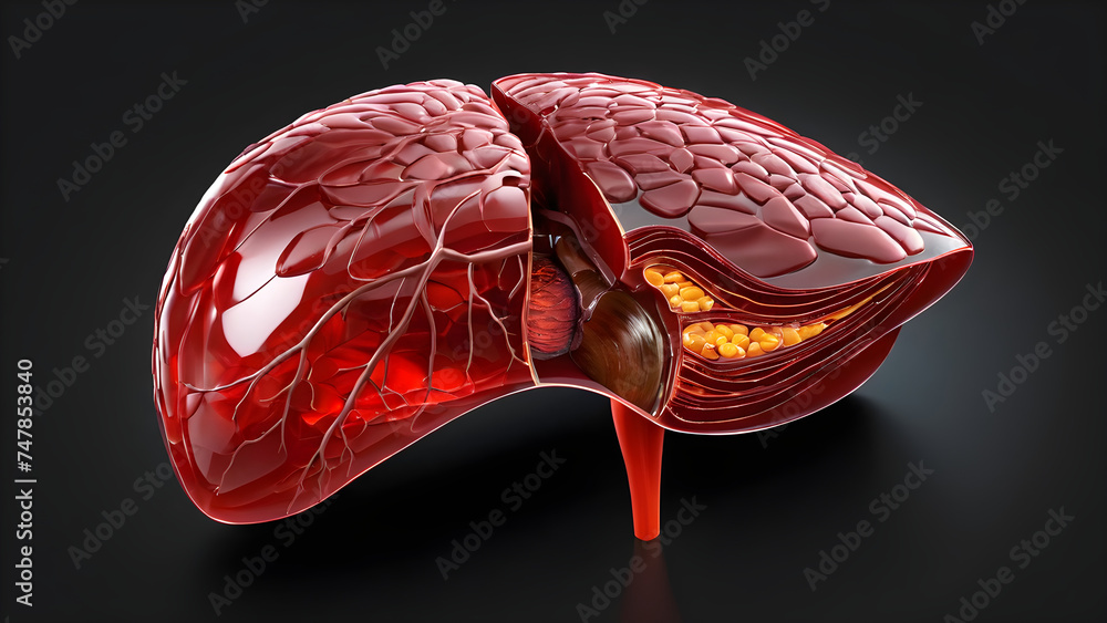 internal body parts liver. isometric view of human liver anatomy and ...