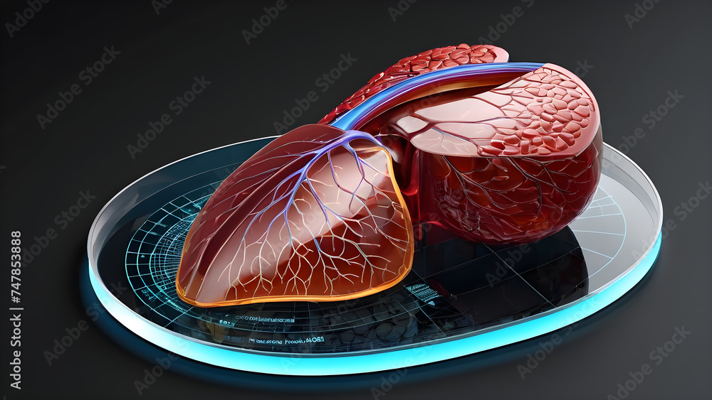 internal body parts liver. isometric view of human liver anatomy and ...
