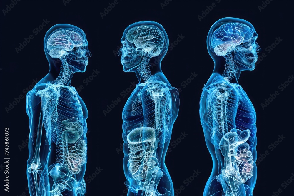 This photo captures the human body in three distinct poses, showcasing ...