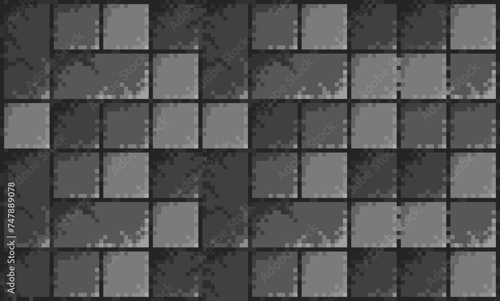 Dungeon texture tile pattern, for pixel art style game. Gray stone seamless background. Steel ...