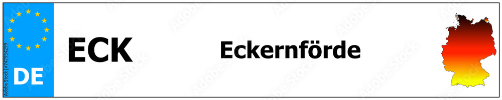 Eckernförde car licence plate sticker name and map of Germany. Vehicle ...