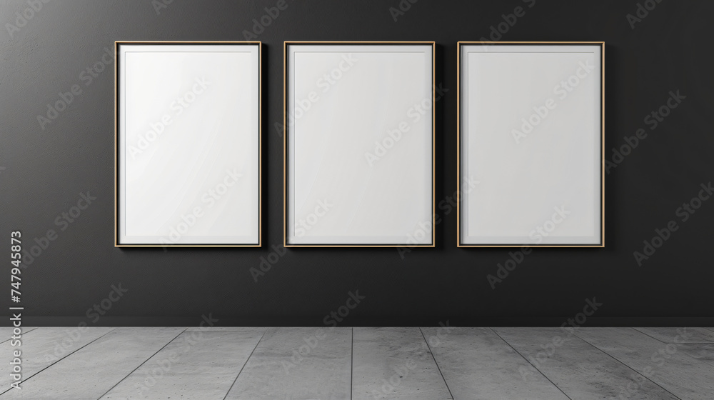 three vertical frames mockup, concept of proposal and design phase of a ...