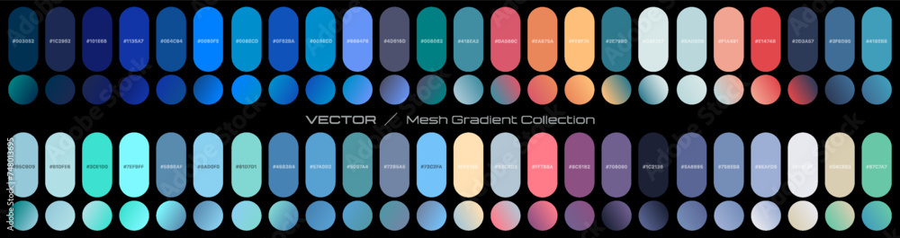 Set of vector gradients, modern combinations of colors and shades ...