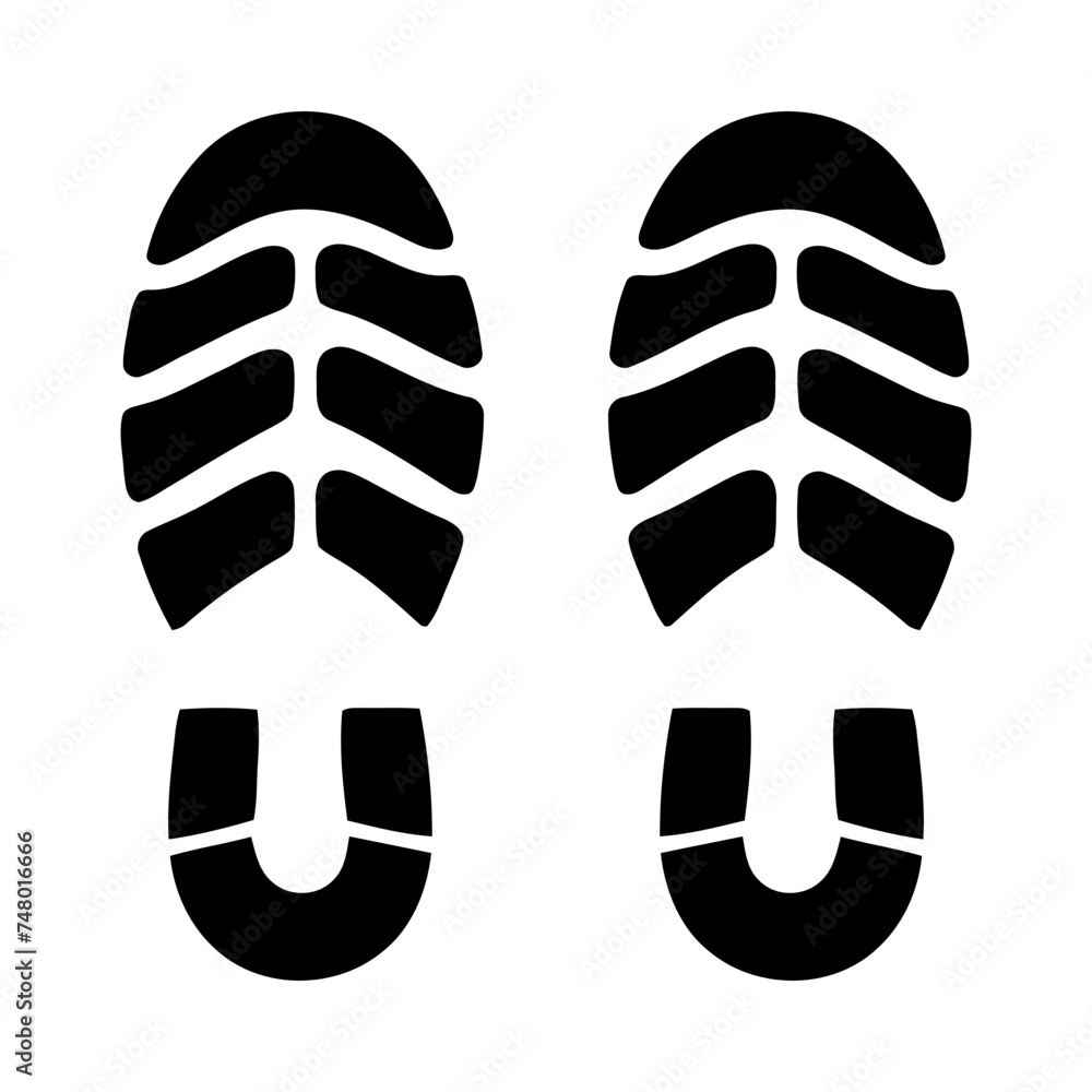 Human footprints icon set. Foot imprint, footsteps flat line black ...