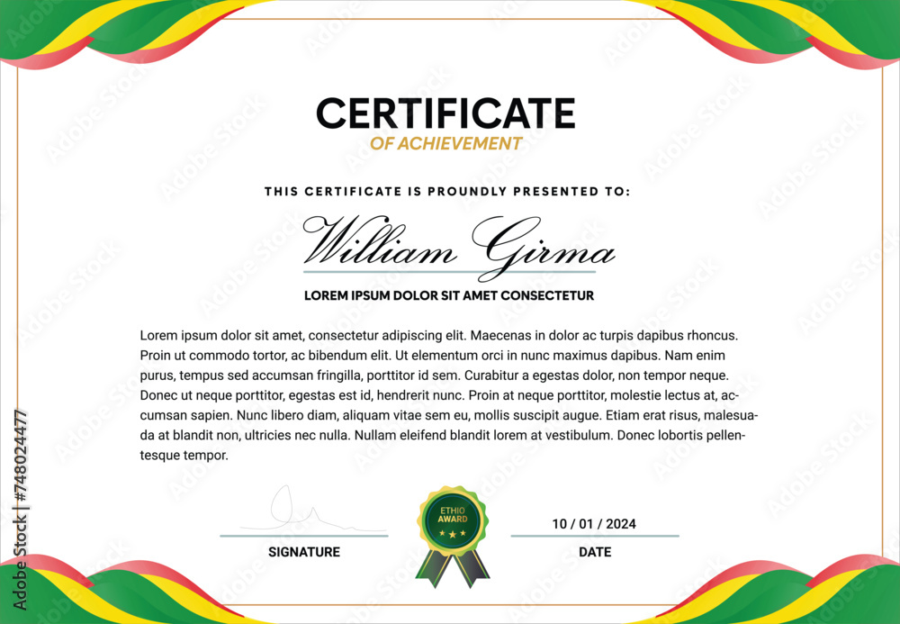 Recognition Certificate template | Award certificate design Stock ...