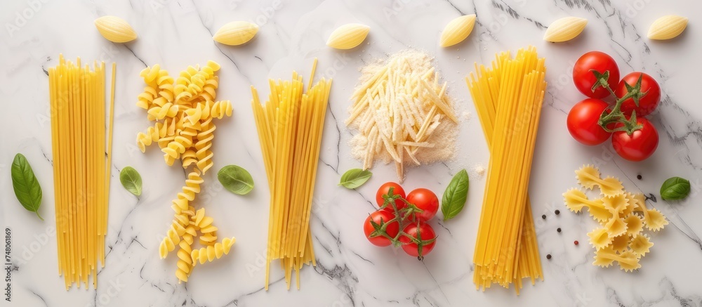 Стоковое фото «Different types of pasta, including spaghetti and ...