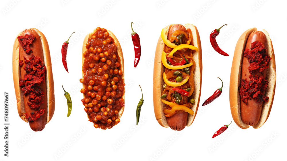 Savor the Flavor: Chili Dogs Collection Set on a Crisp on transparent ...
