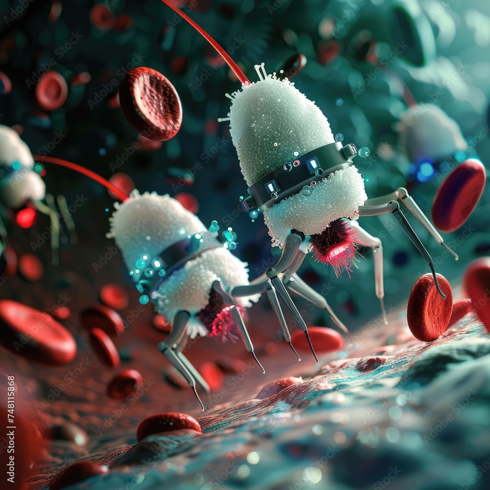 Advanced nano robots assisting white blood cells to eliminate bacteria ...