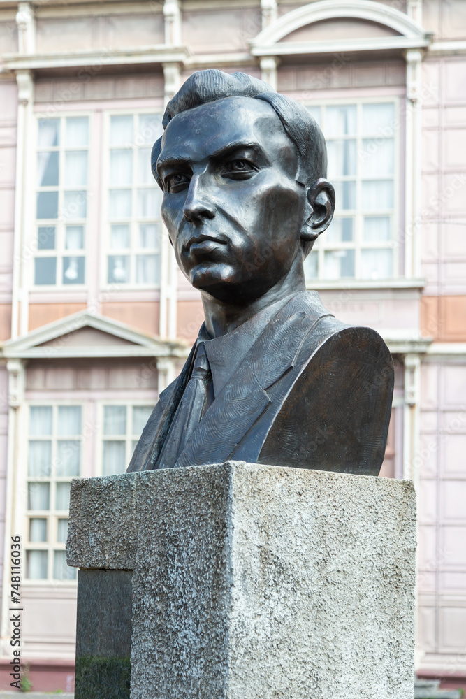 San Jose, Costa Rica, February 19, 2024 - Bronze sculpture of Dr Carlos ...