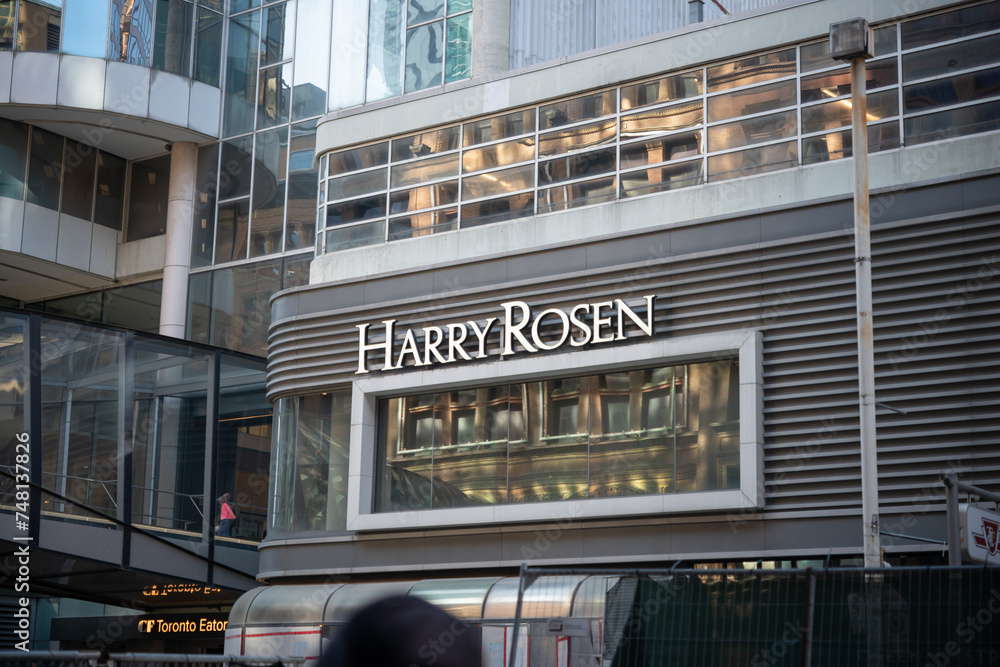 exterior building facade and sign of Harry Rosen, a men's clothing ...