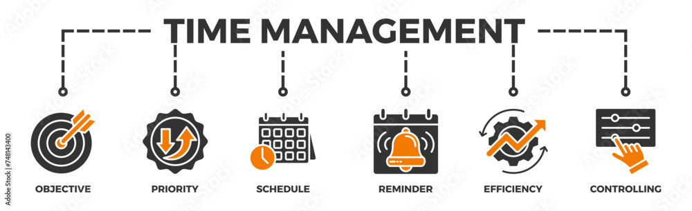 Time management banner web icon illustration concept with icon of ...
