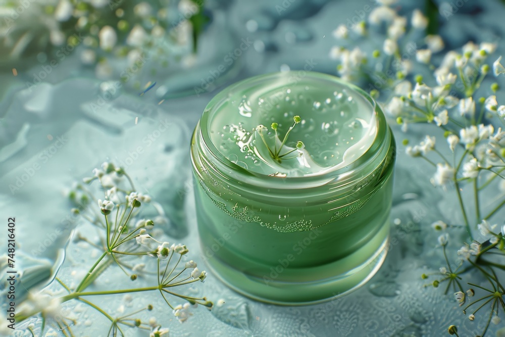 Facial nourishing skin care cream. Skincare treatment products: skin ...