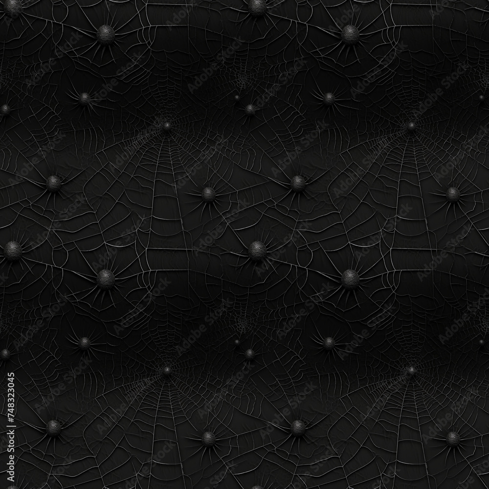 Black Creepy Seamless Pattern with Black Widow Spider, Dark Horror ...