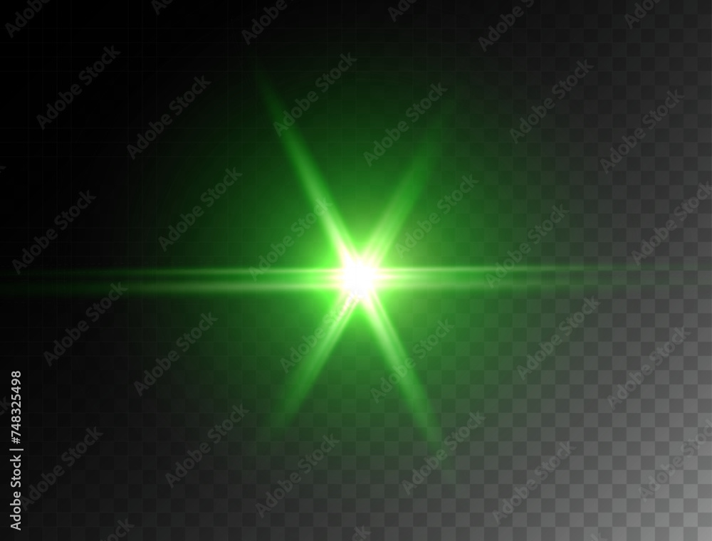 Flare light effect isolated on transparent background. Green flash ...