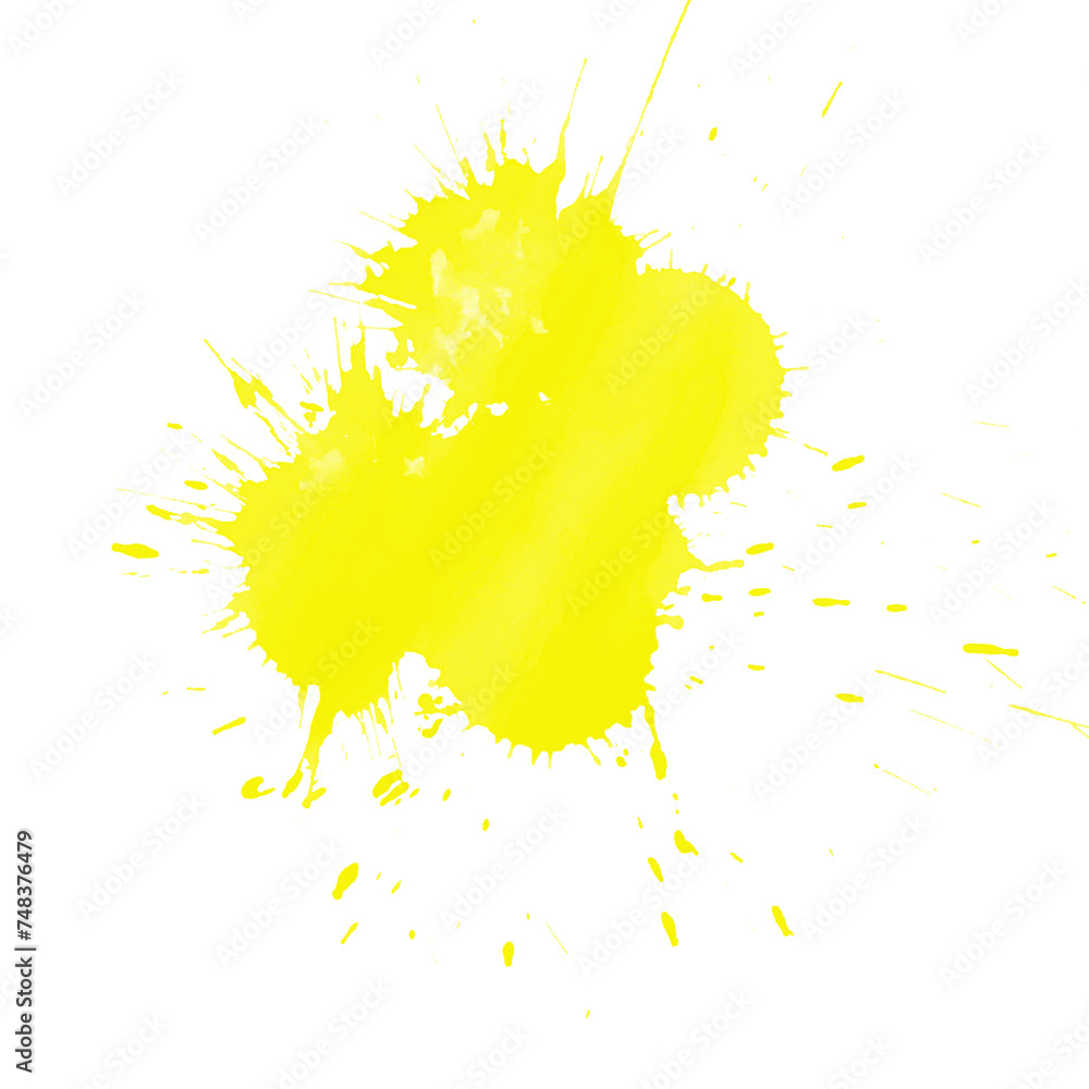 mancha amarilla, explosión, salpicadura, dispersión, de acuarela, tinta ...