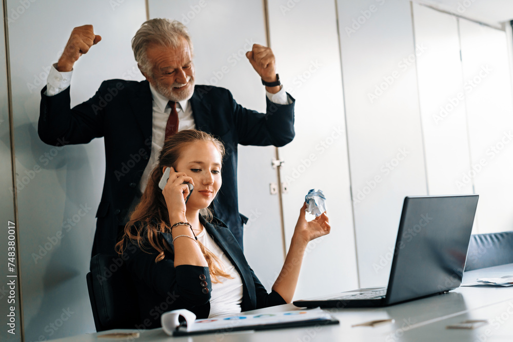 Foto de Stock Businessman boss feels angry and mad at bad misbehaving ...