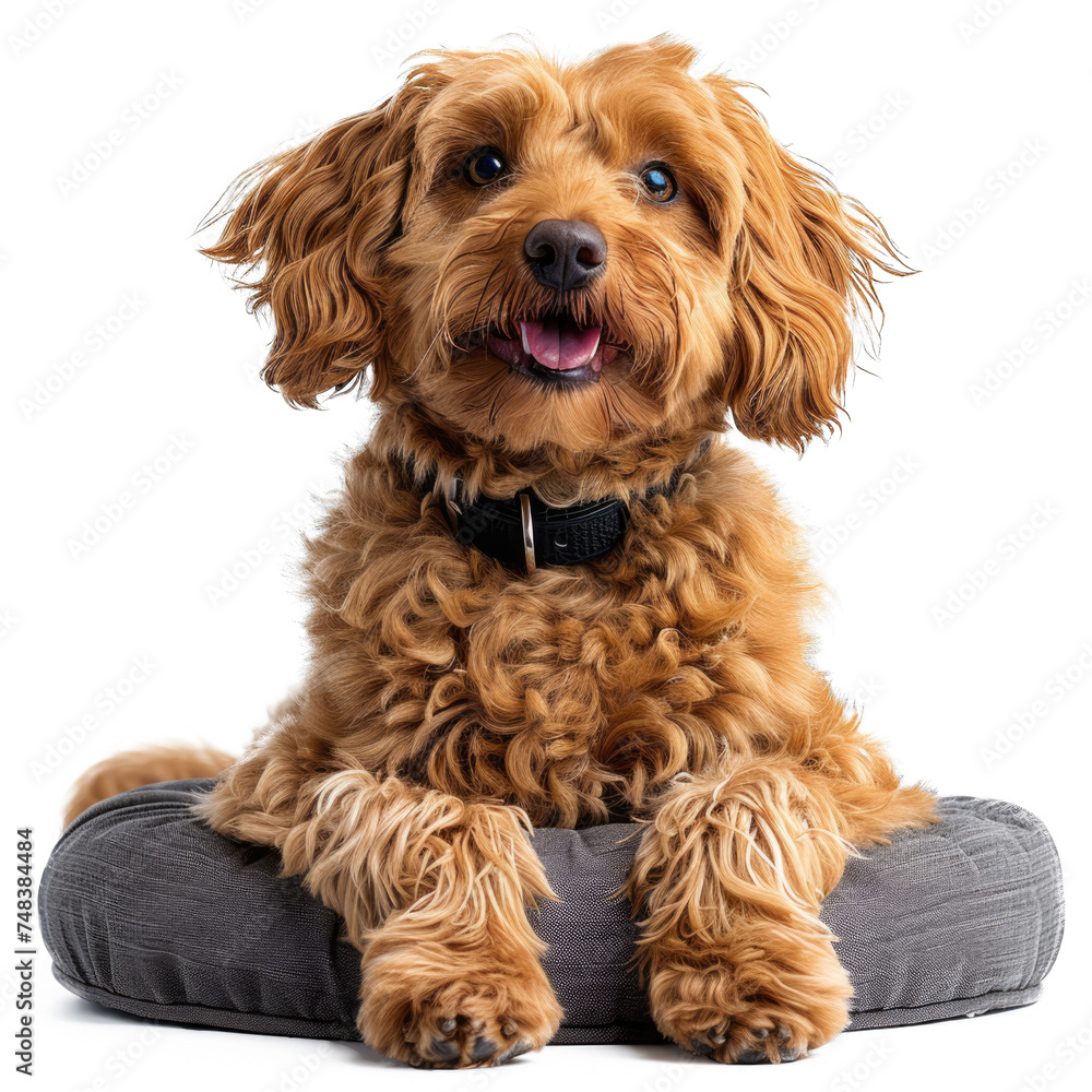 Labradoodle dog isolated on transparent background, element remove ...