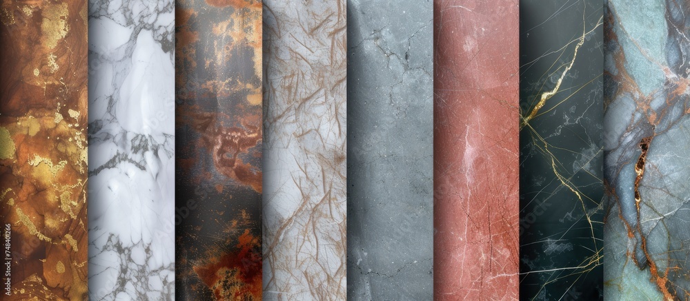 A compilation of diverse marble wallpapers showcasing various colors ...