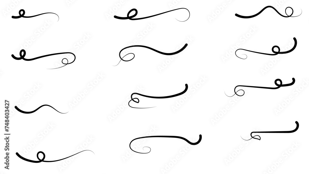 Swashes swoops and swishes calligraphy signs sets. Underlines hand ...